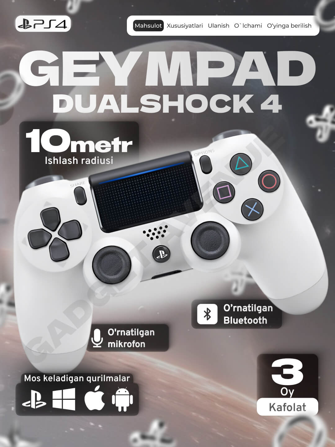 Simsiz geympad Dualshock 4, PC va Sony Playstation 4 uchunni arzon narxda sotib oling — Uzum ...