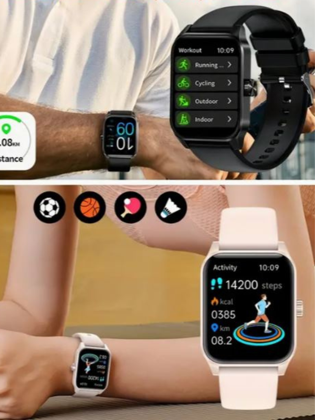 Aqlli soatlar, Smart watch Android va iPhone, Apple, IOS uchun, suvga ...