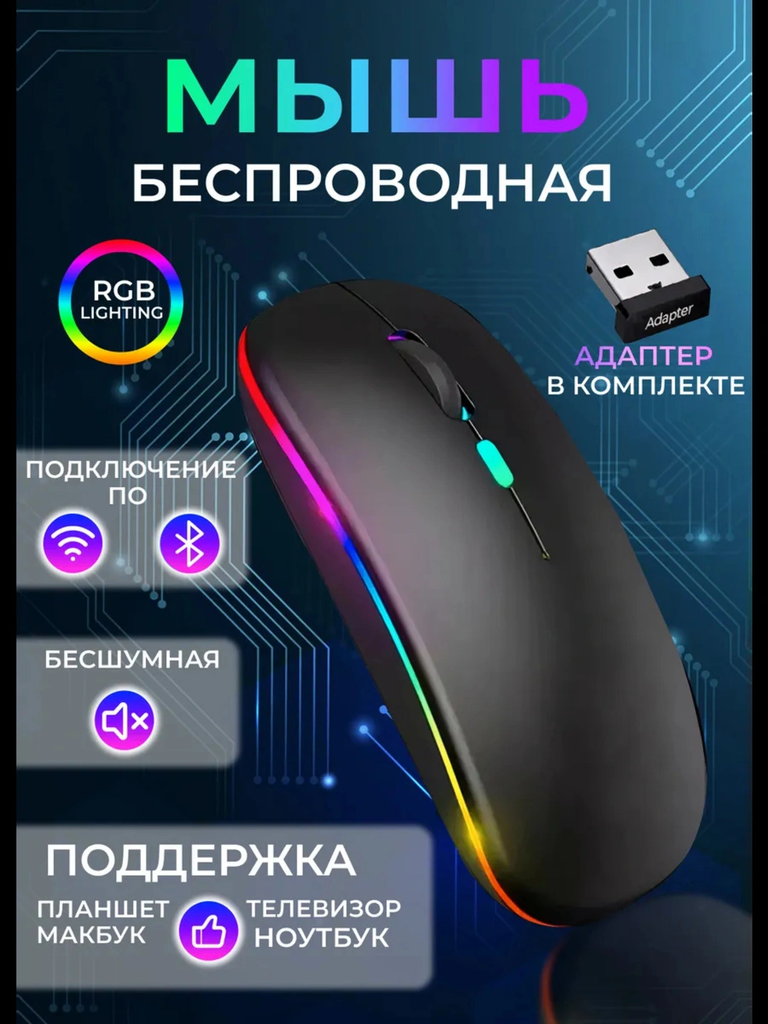 Simsiz sichqoncha o'yin va ofis uchun mos keladi, RGB led bilan 3200DPI ...