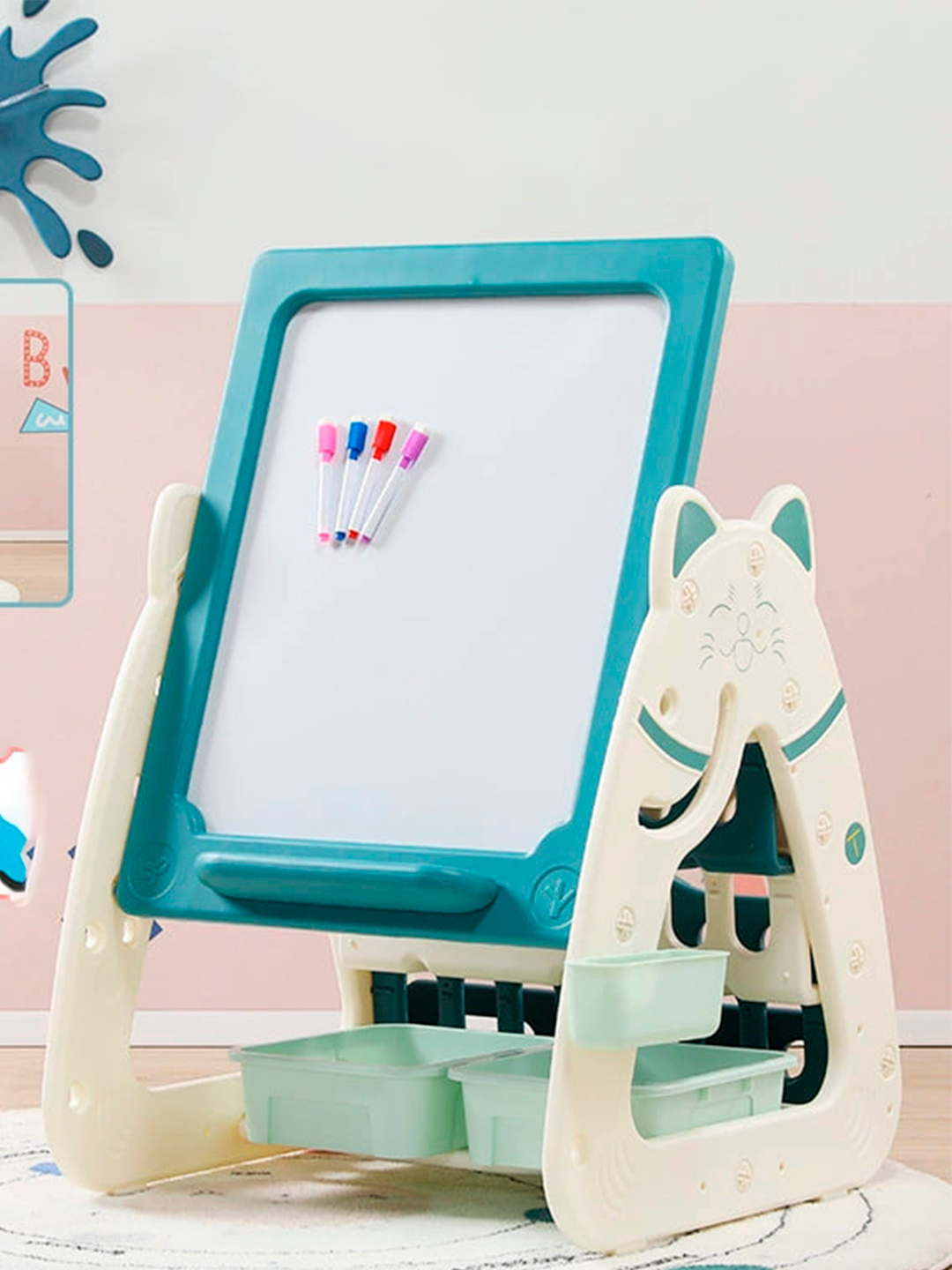 Детская книжная полка и доска для рисования(цвет морской волны) купить по низким ценам в ...
