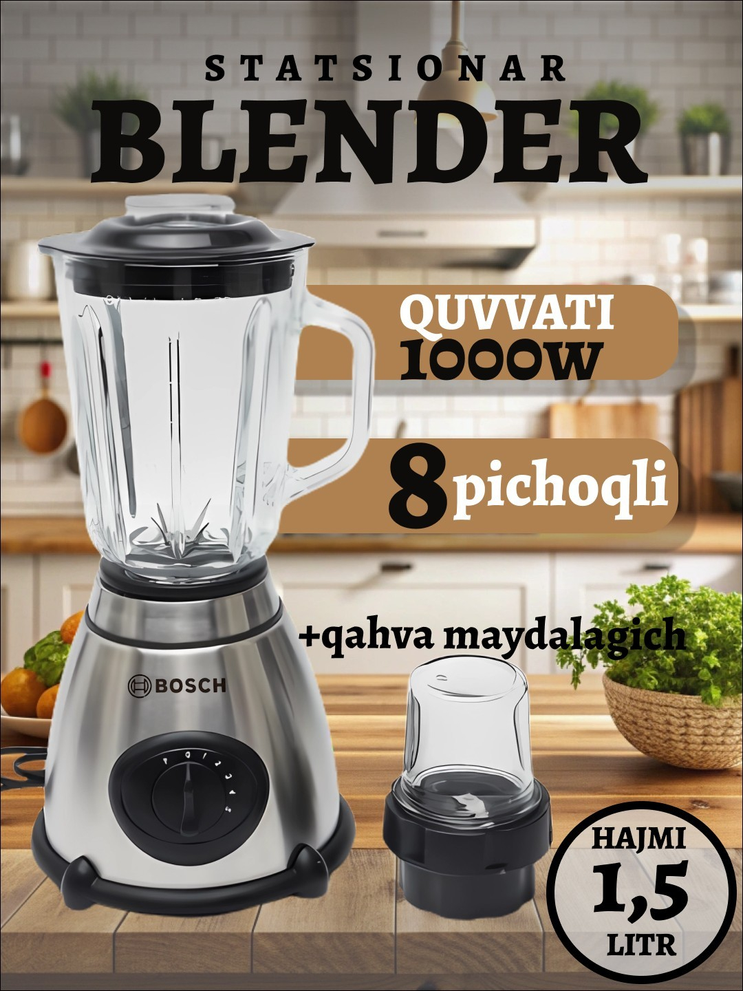 Blender statsionar, universal, yuqori tezlikda, + qahva maydalagich, quvvati 1000 Vtni arzon ...