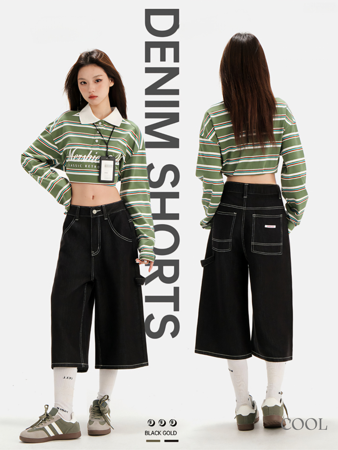 Ayollar uchun jinsi shortiklar, erkin uslub, qora rang, qoplama cho ...