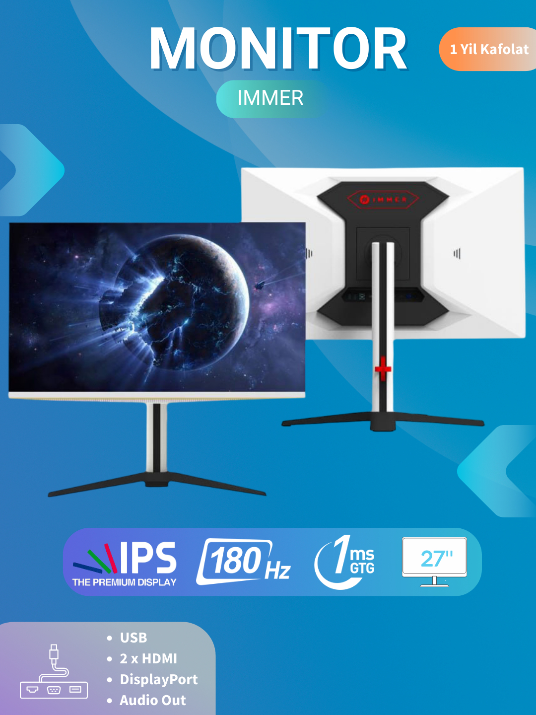 Монитор IMMER 27MB777 27", плоский, USB+2xHDMI+DP+аудио, MiniLED IPS, 180Гц, QHD купить по ...