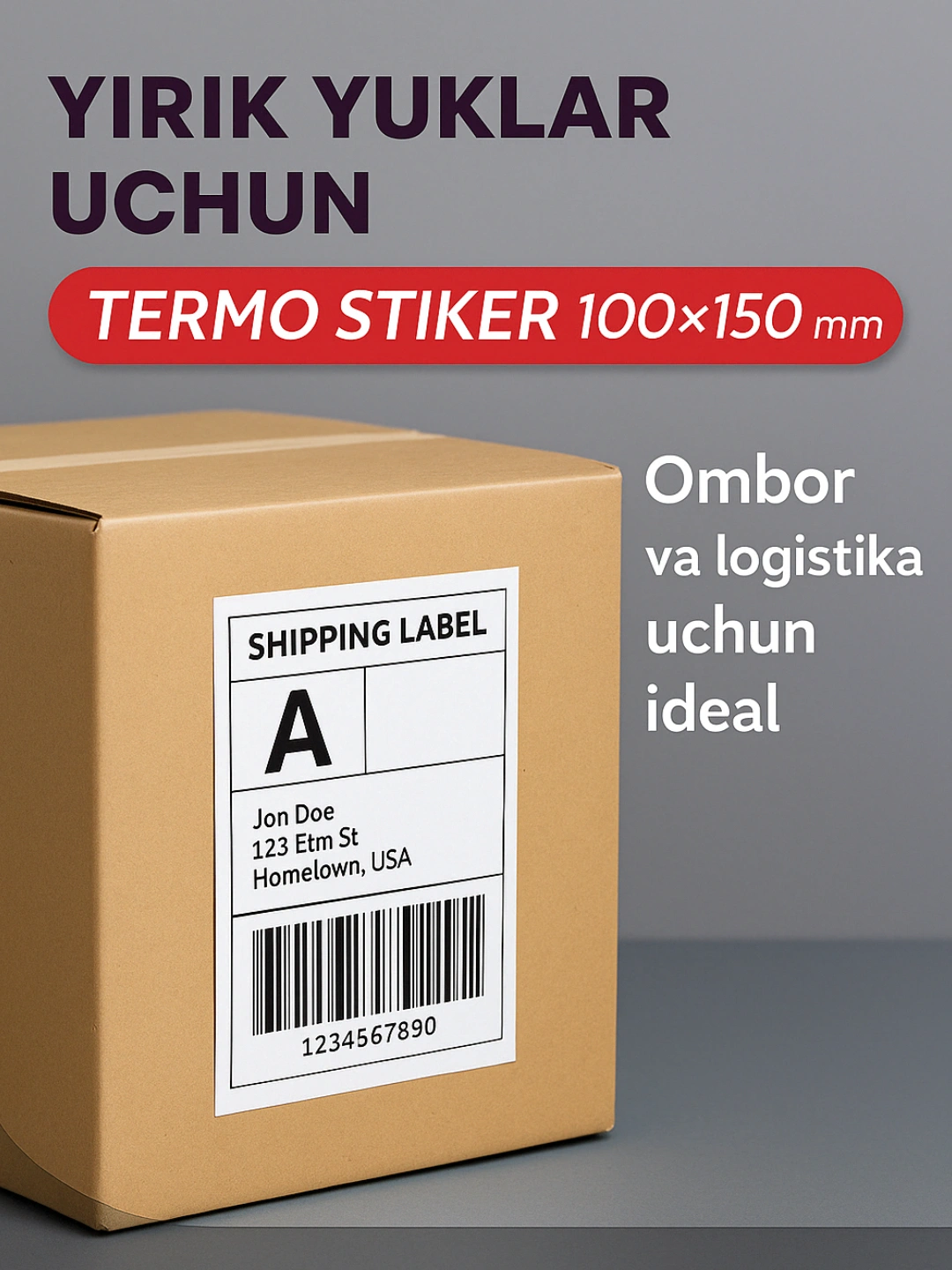 Termo stiker 100x150 mm – 1 rulon, katta qutilarga mo‘ljallangan ...