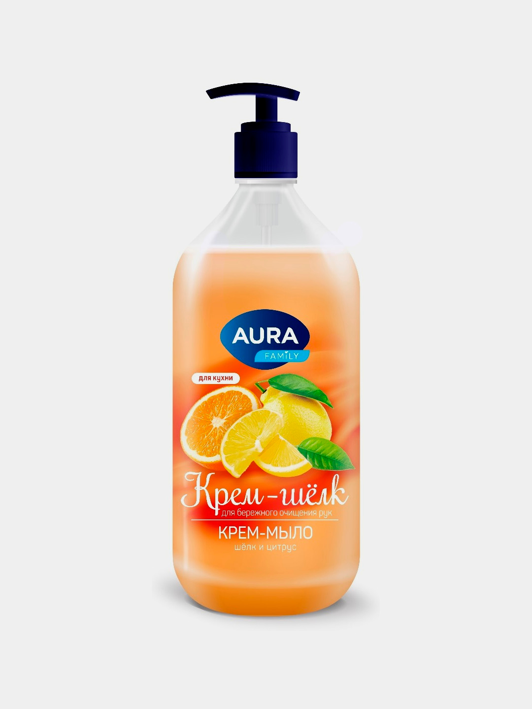 Krem sovuni AURA FAMILY, Ipak va sitrus, 1000 mlni arzon narxda sotib ...