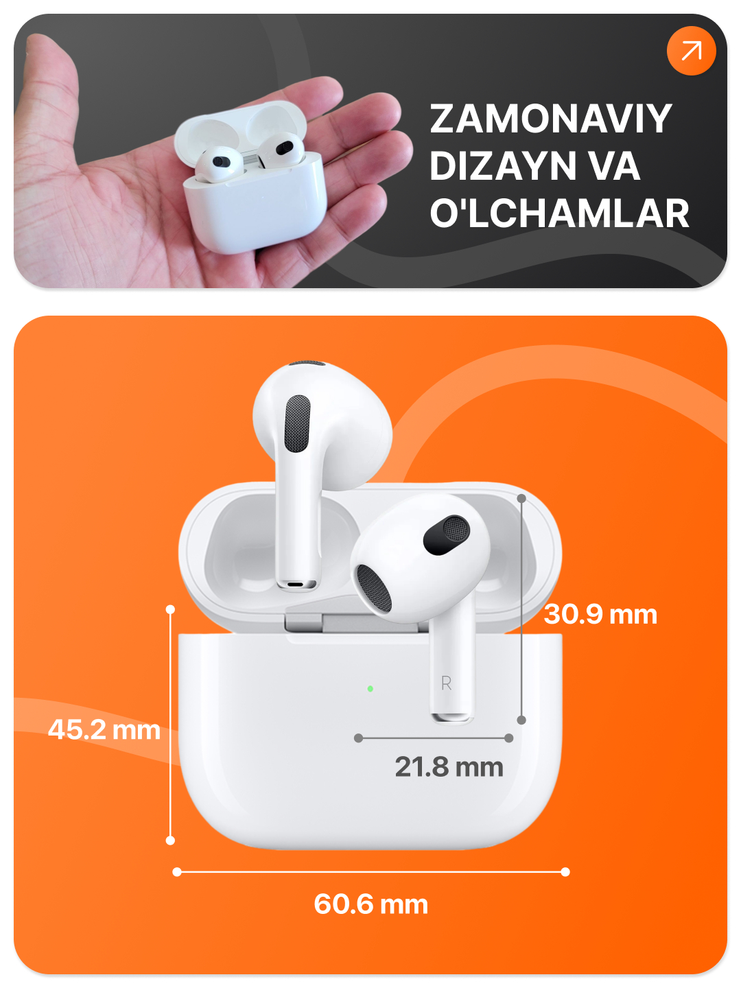 Simsiz quloqchinlar Pods 3 (Vetnam versiya), sensorli, iOS va Android ...