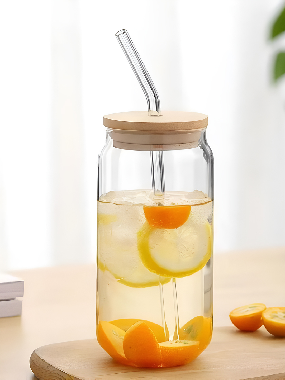 Bambuk qopqoqli va naychalik shisha stakan, 500 mlni arzon narxda sotib oling — Uzum (1696554)