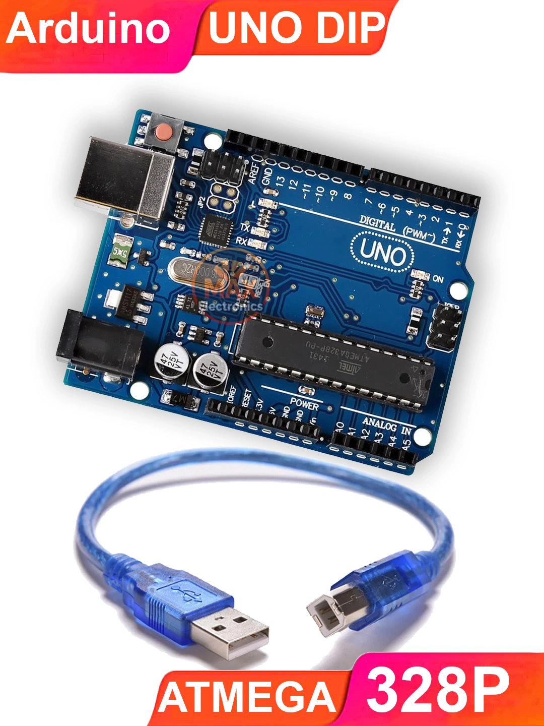 Arduino UNO R3 DIP + USB-кабель 30 см – микроконтроллер на базе ...