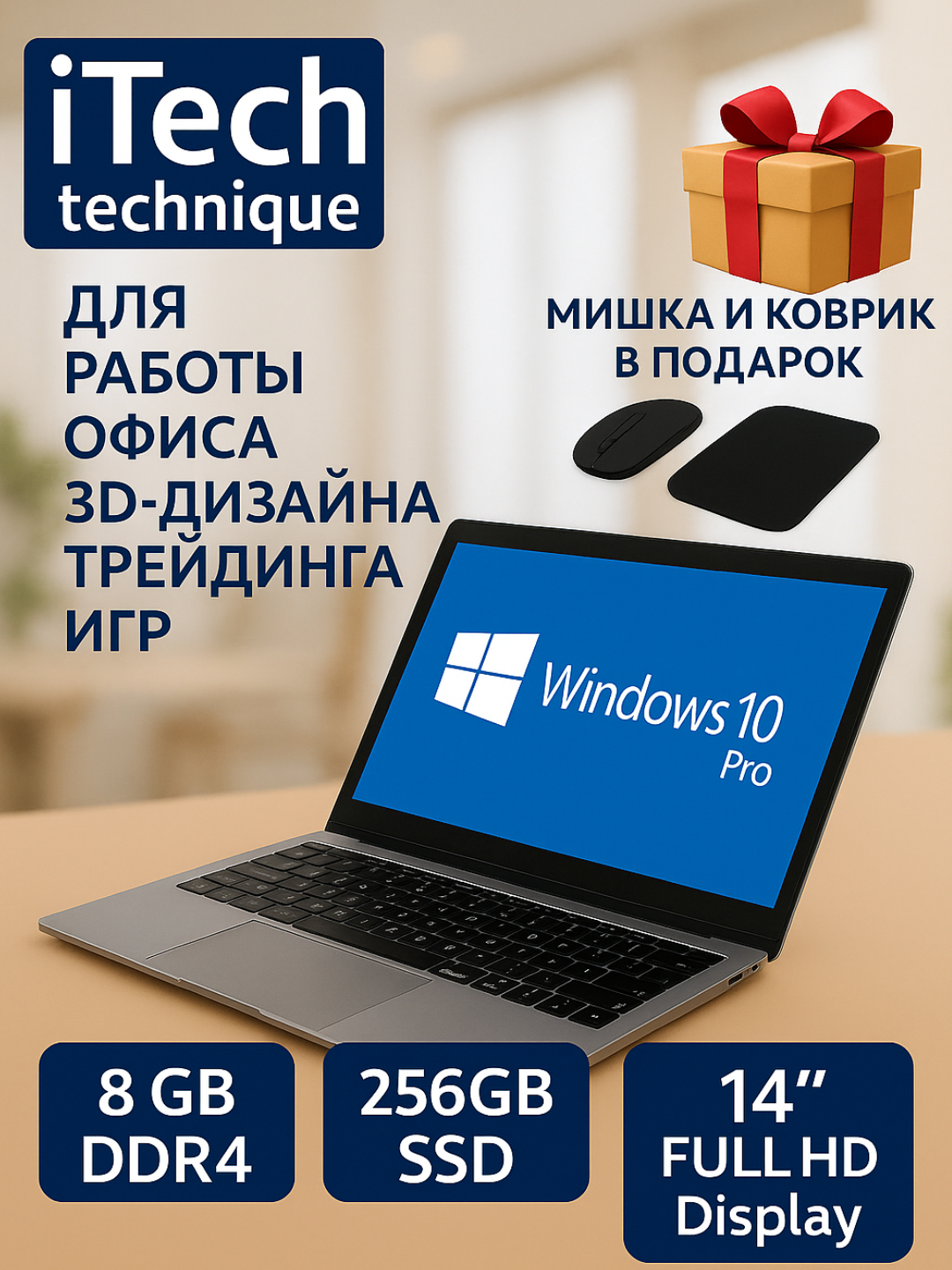 Ноутбук iTech для офиса, дома, учебы и работы, с установленной Windows купить по низким ценам в ...
