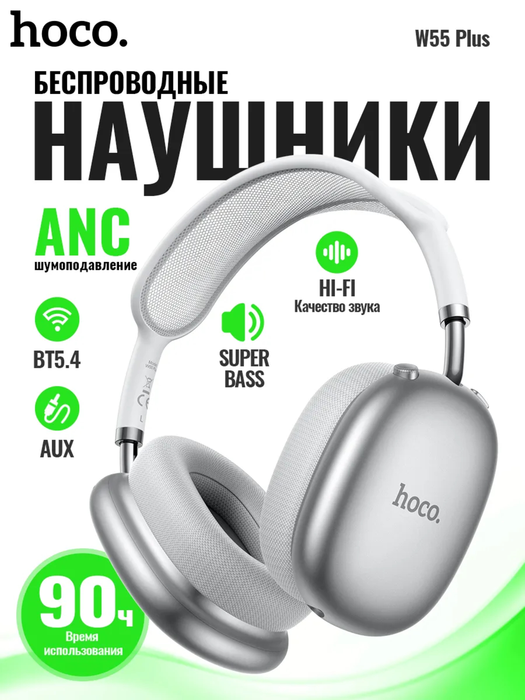Наушники Hoco w55 plus ANC купить по низким ценам в интернет-магазине Uzum (1733232)