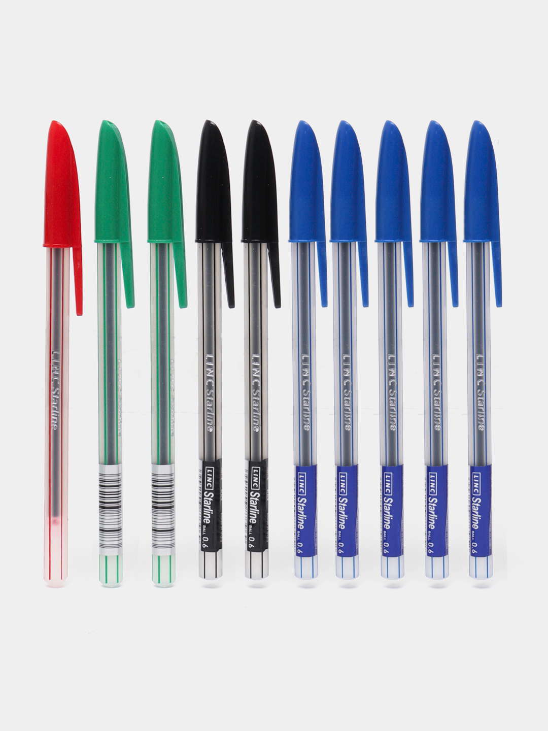 Ручка шариковая Lazor Starline 0,6 мм Linc, 10 штук (5 син., 2 чёрн., 2 ...