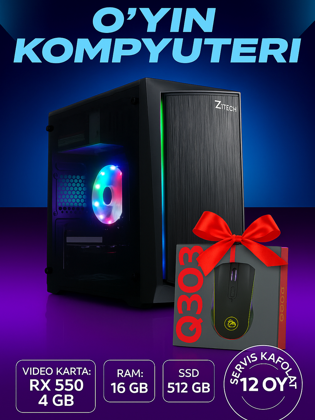 О'yin kompyuteri RX 550 4 GB, Core i5, 16 RAM, 512 SSD, Windows 10 Proni arzon narxda sotib ...