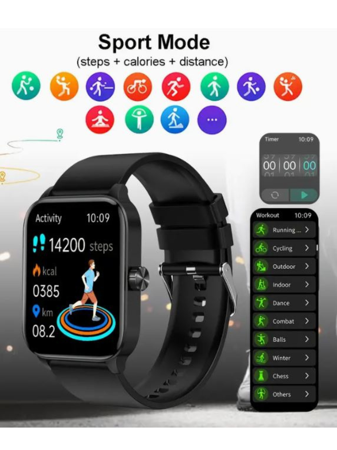 Aqlli soatlar,, Smart watch Android va iPhone, Apple, IOS uchun, suvga ...