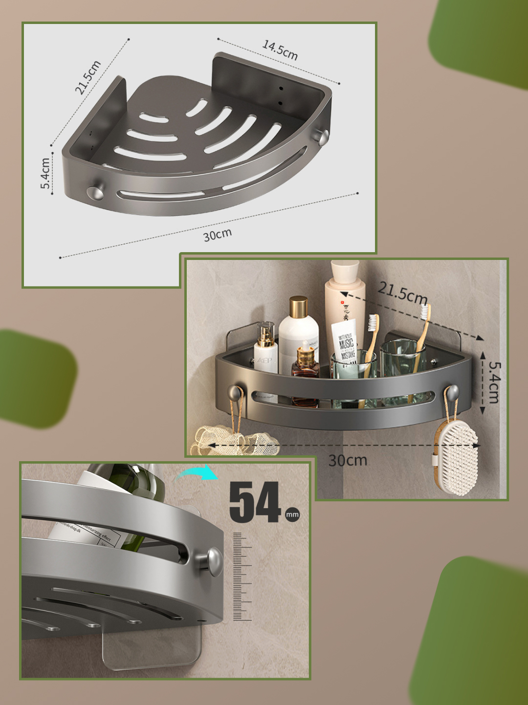 Полка для ванной комнаты и кухни, без сверления, с двойной липучкой ...