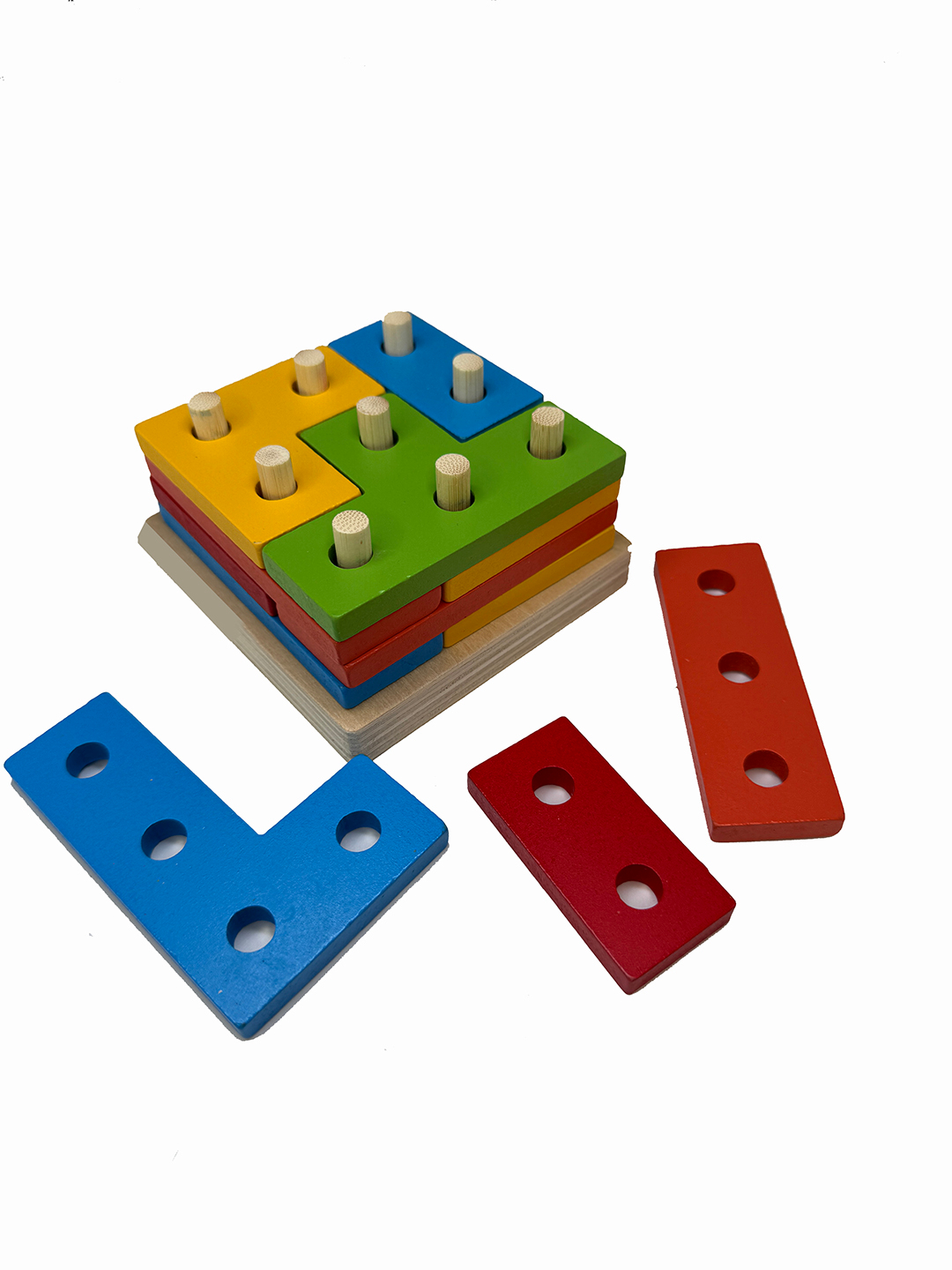 Rivojlantiruvchi yog'och shakllar Montessori piramidasi, geometrik ...