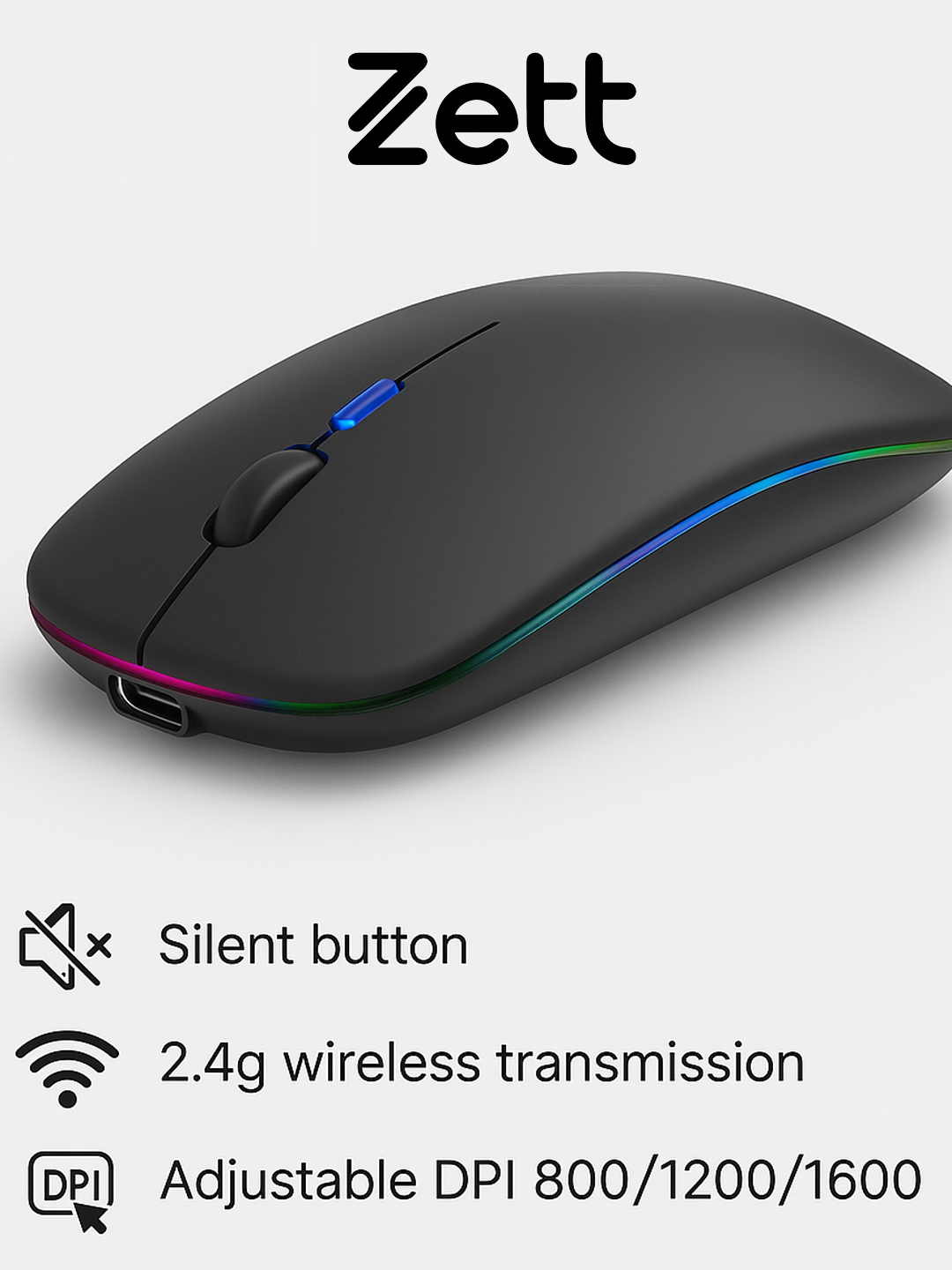 Zett simsiz kompyuter sichqonchasi – RGB yoritgichli, USB-Cni arzon ...