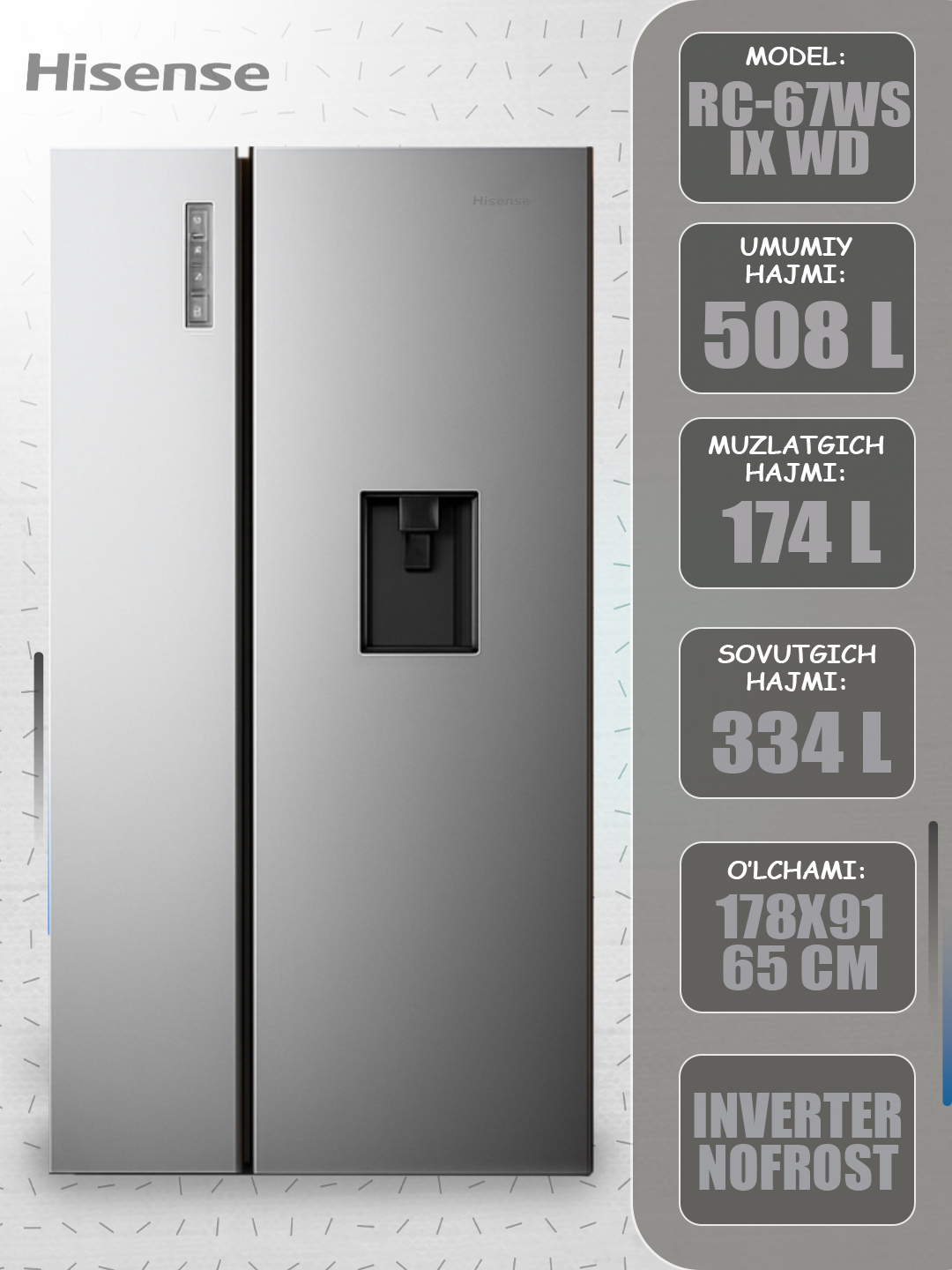 Холодильник HISENSE "RC-67WSIXWD" 518 л купить по низким ценам в ...