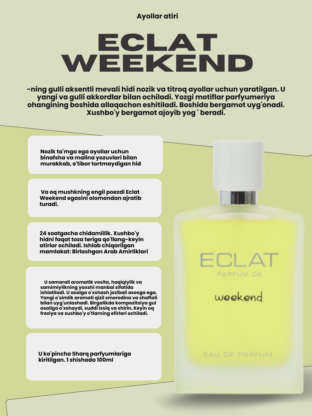 Парфюмерная вода для женщин Eclat Weekend Eau de Parfum, 100 мл купить ...