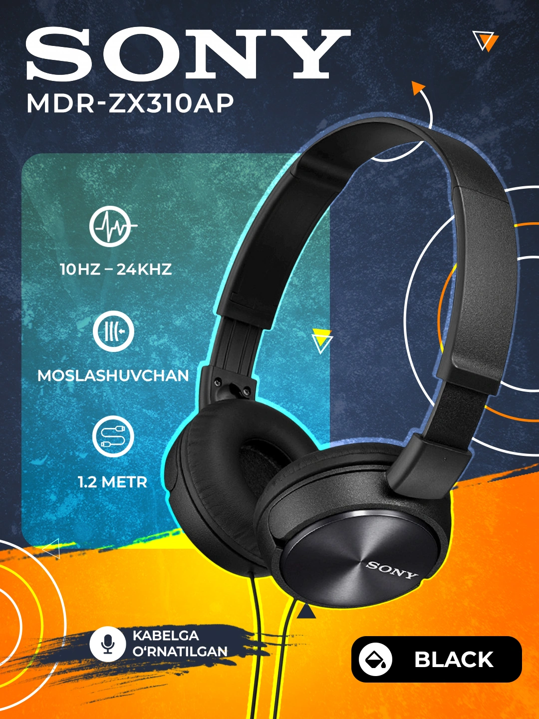 Проводные наушники SONY Overhead MDR-ZX310AP Black за 299000 сум по ...