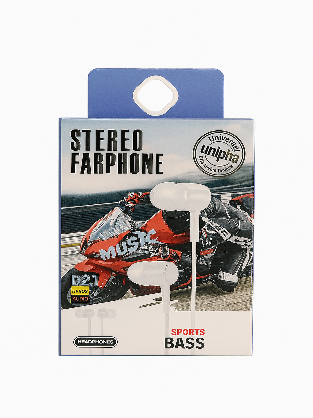 Проводные наушники Unipha D21 с микрофоном, Hi-Fi звук, 3.5 мм, белые ...