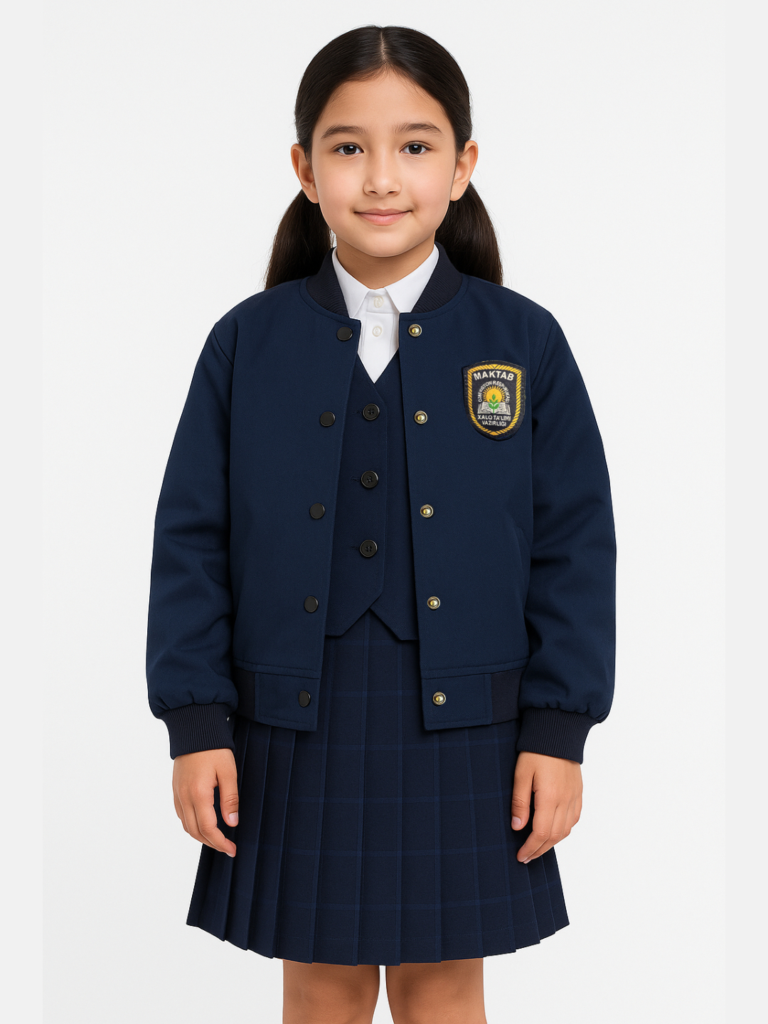 Maktab formasi to'plami qizlar uchun - kurtka-bomber, yubka va nimcha ...
