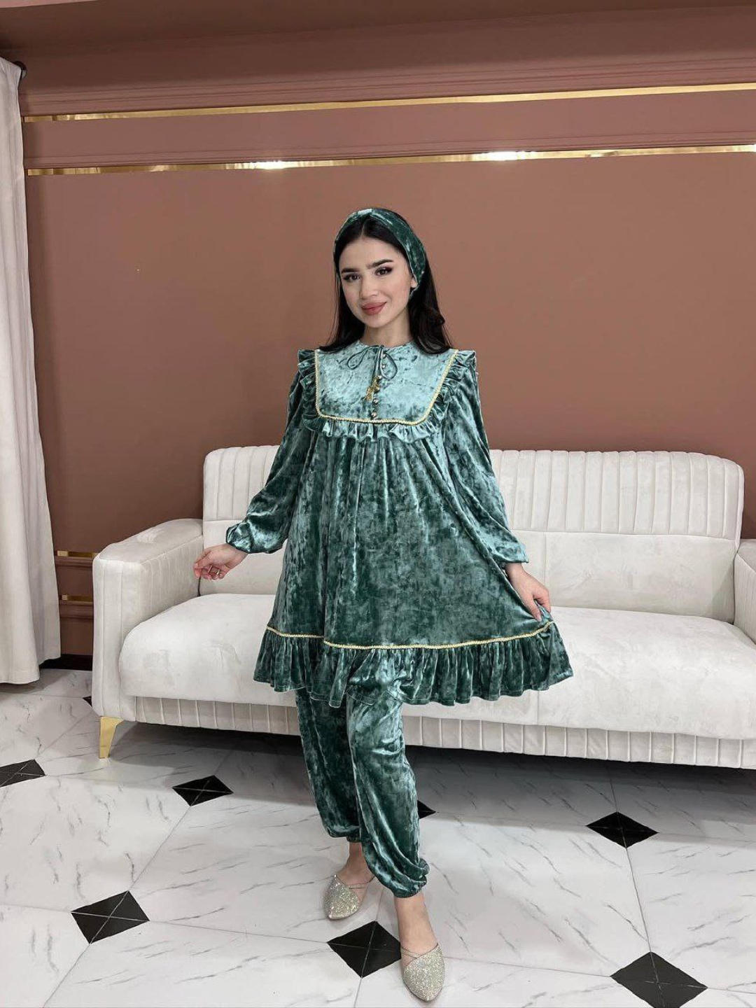 Dvoyka Ko'ylak ayollar uchun villur miramr, barxatli libos, 2 qismli kuylak kundalik koyne ...