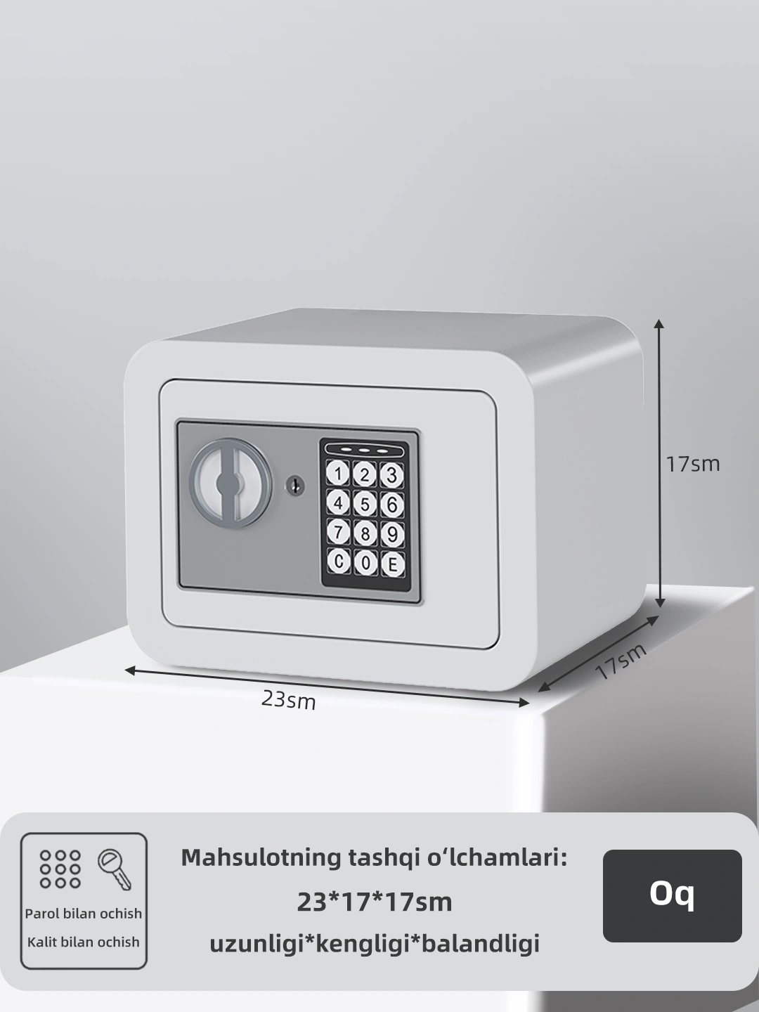 Uy va ofis uchun elektron mini seyf, ochish uchun kalit va parol ...