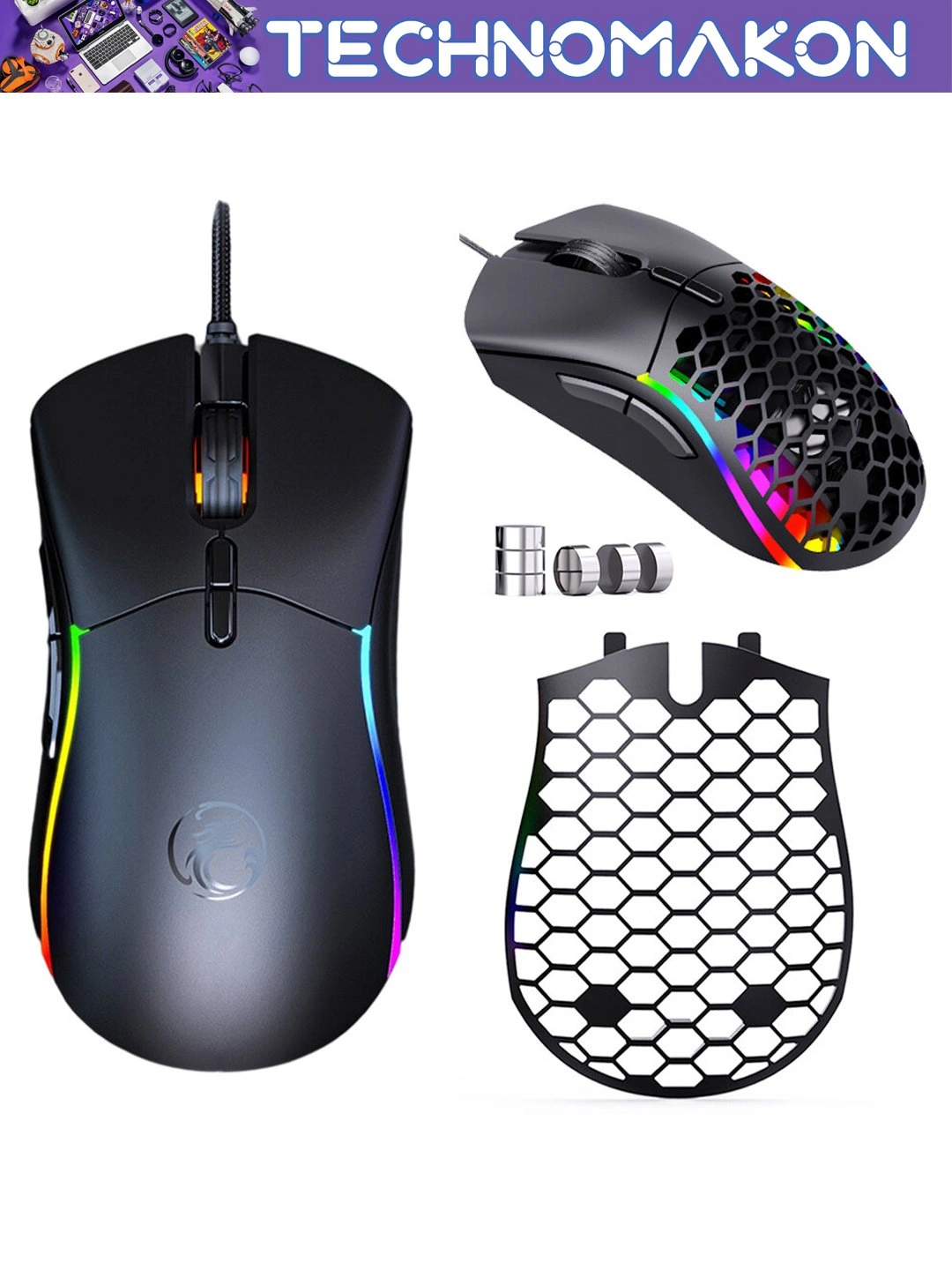 Проводная игровая мышь IMICE T60, с поддержкой RGB-подсветки и ...