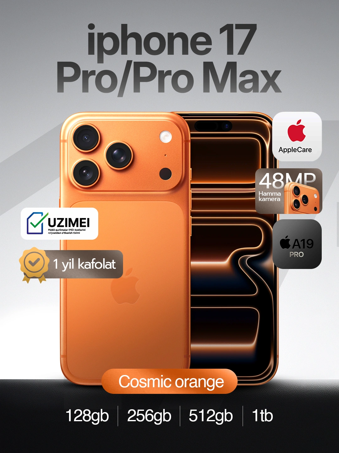 IPhone 17 Pro/Pro Max/256/512/17 Pro Max - 17 Pro Narxiga/Apple/IMEI ...