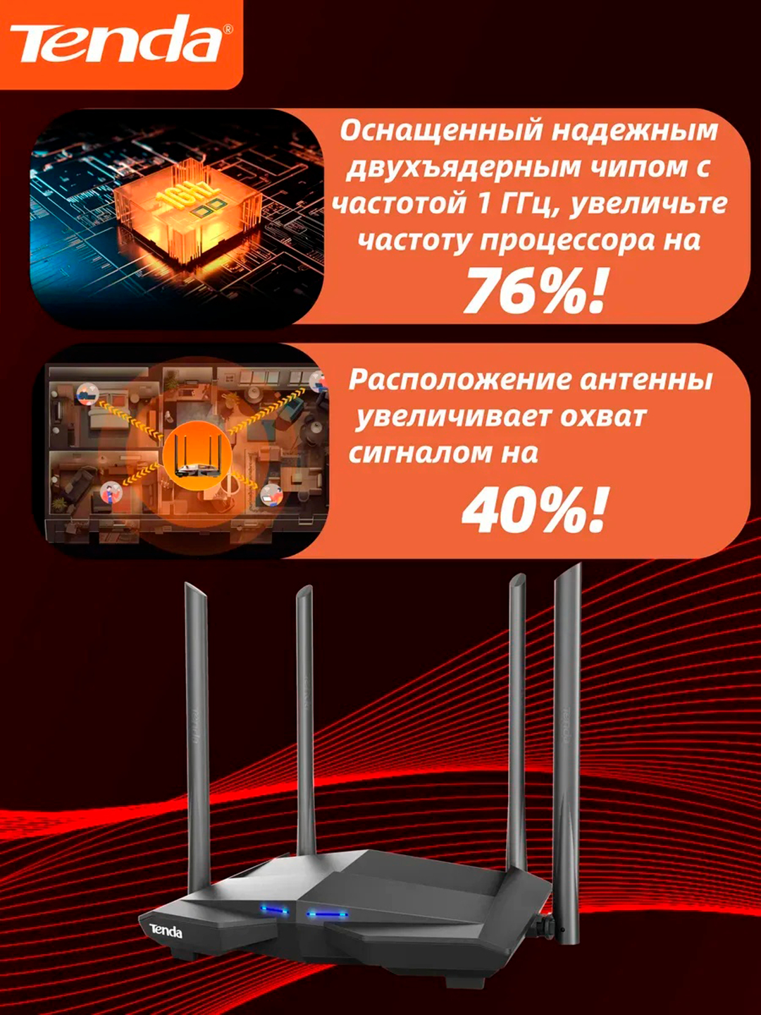 Гигабитный Wi-Fi роутер Ikki turmoqi, Tenda , AC10 va AC8 за 306900 сум ...