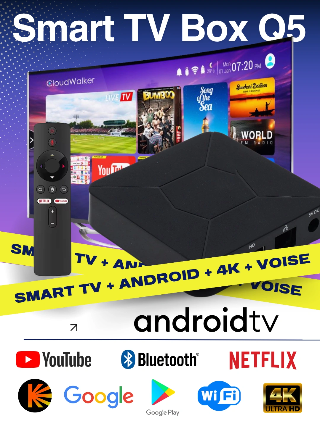 Smart TV pristavkasi Android TV Box Q5 ni arzon narxda sotib oling ...
