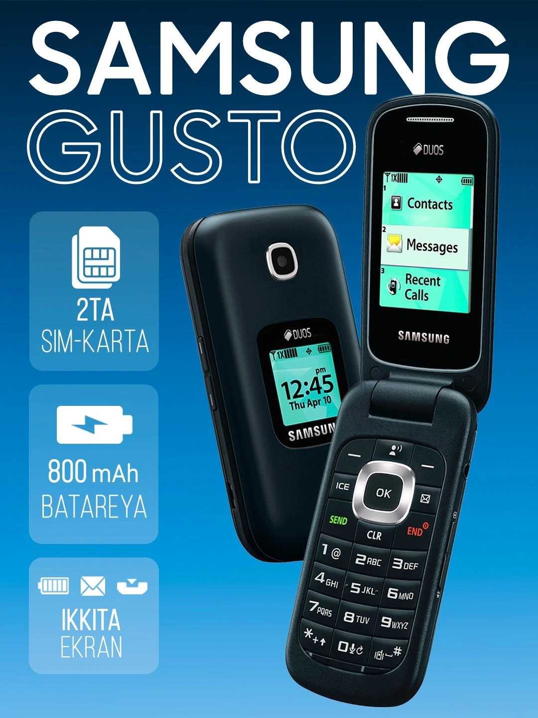 Samsung Gusto 3 – классический кнопочный раскладной телефон, надёжный ...