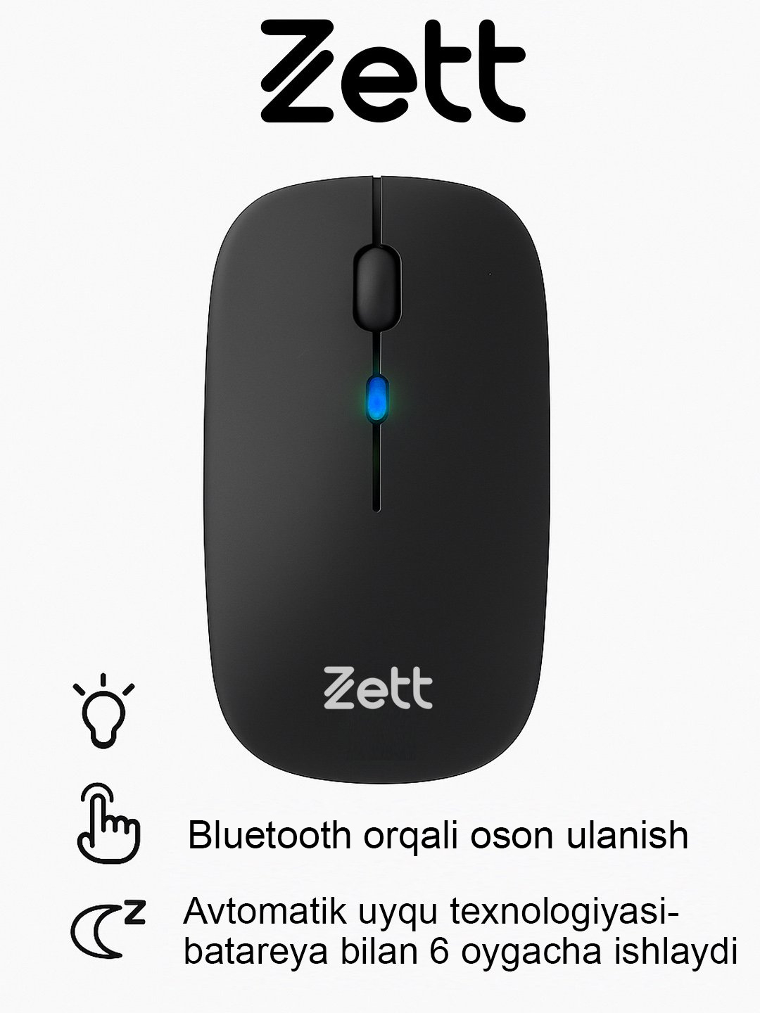 Zett simsiz kompyuter sichqonchasi, Bluetooth va USB-C bilan 39000 so ...
