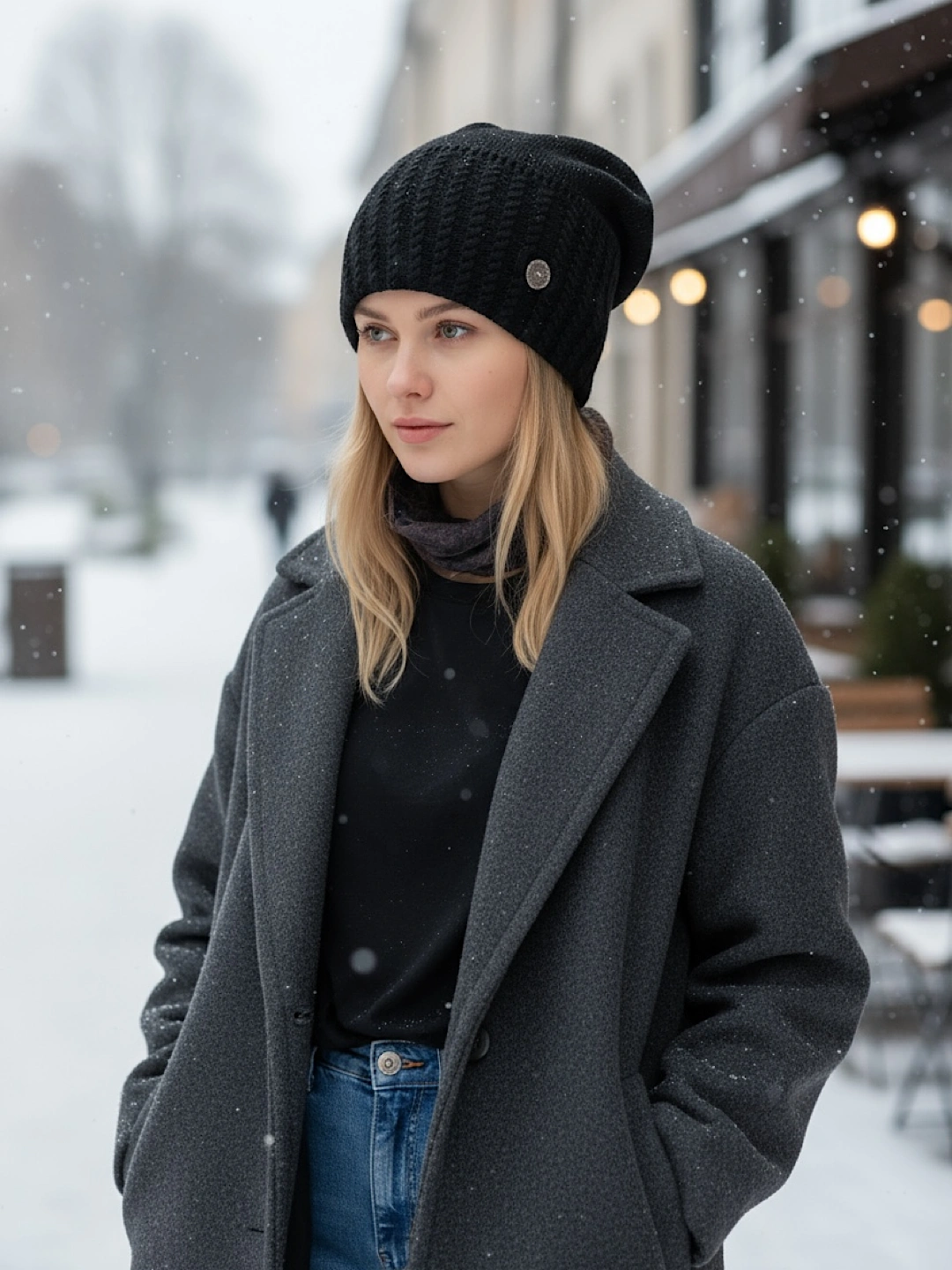 Trikotaj ayollar shapka Beanie – tugmacha bezakli, yumshoq va issiq ...