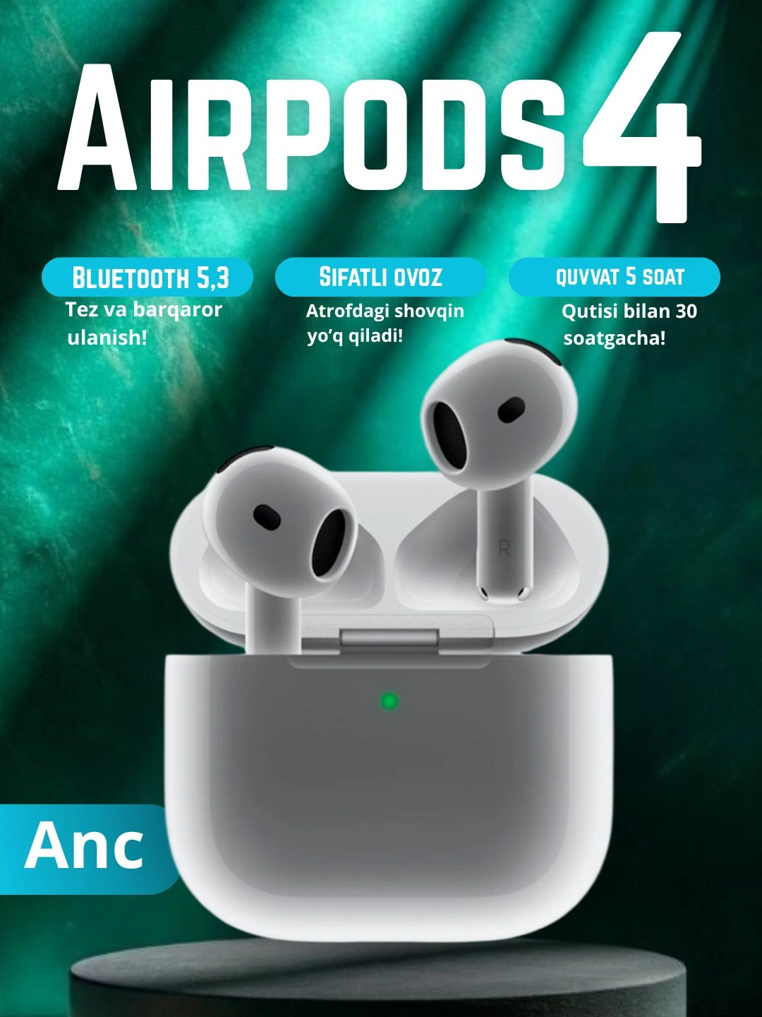 Наушники беспроводные Pods 4 (hi-fi chip), для iOS и Android.pods ...