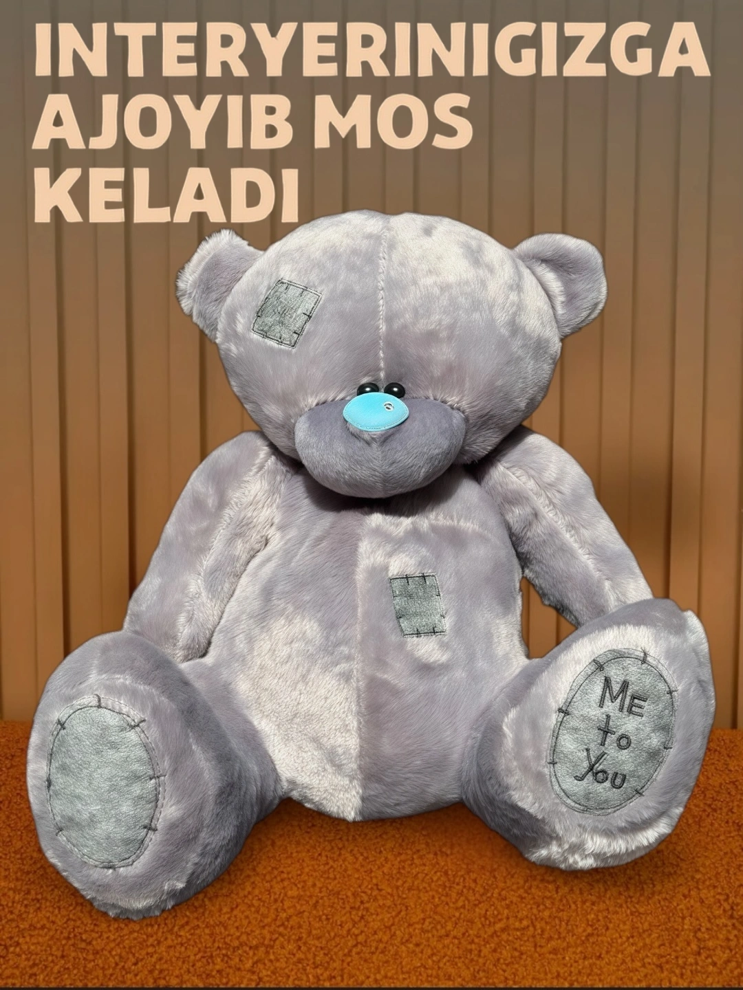 Teddi Ayiq, bolalar uchun to'ldirilgan o'yinchoq, plyush ayiq, kulrang ...