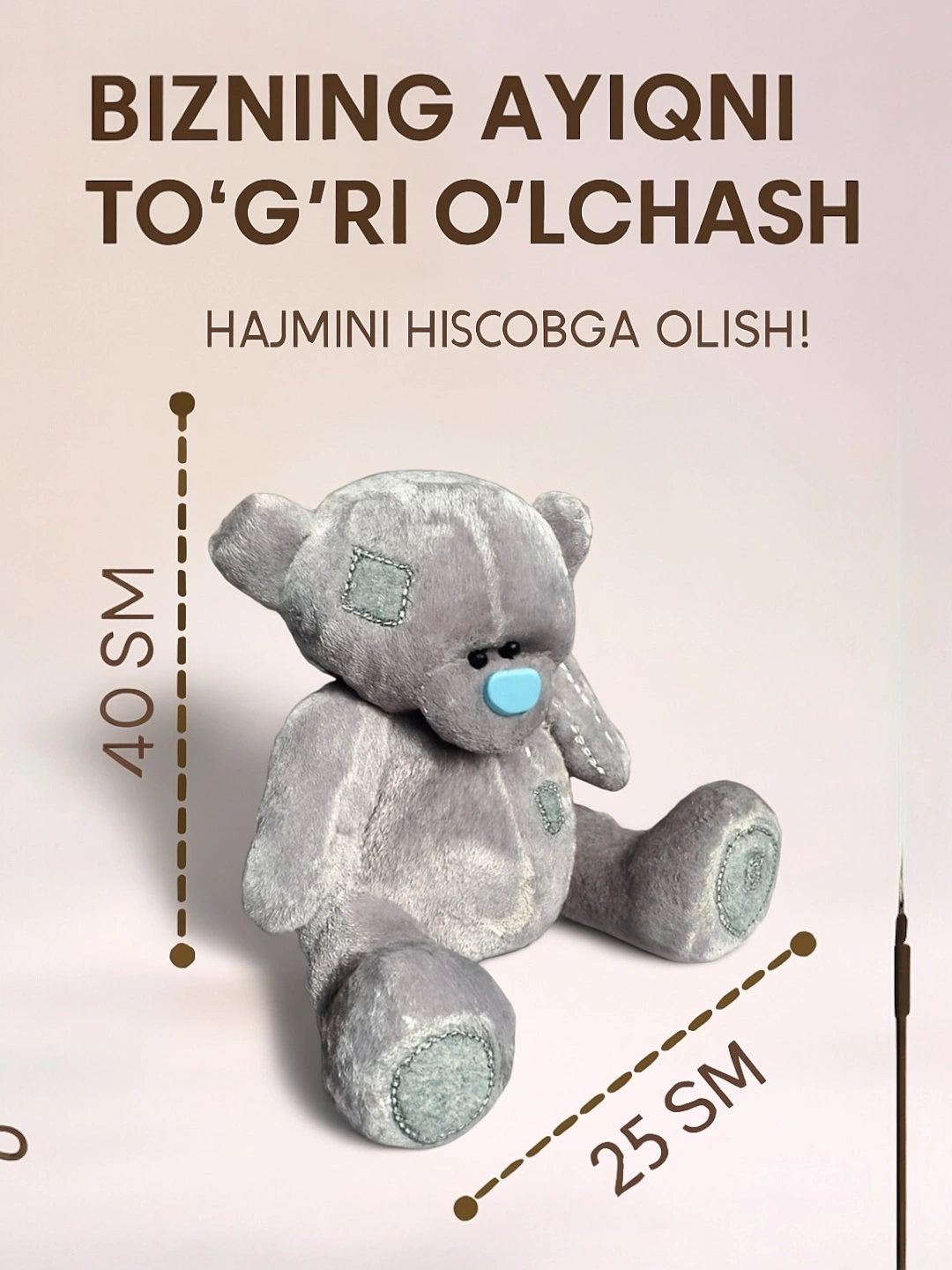 Teddi Ayiq, bolalar uchun to'ldirilgan o'yinchoq, plyush ayiq, kulrang ...