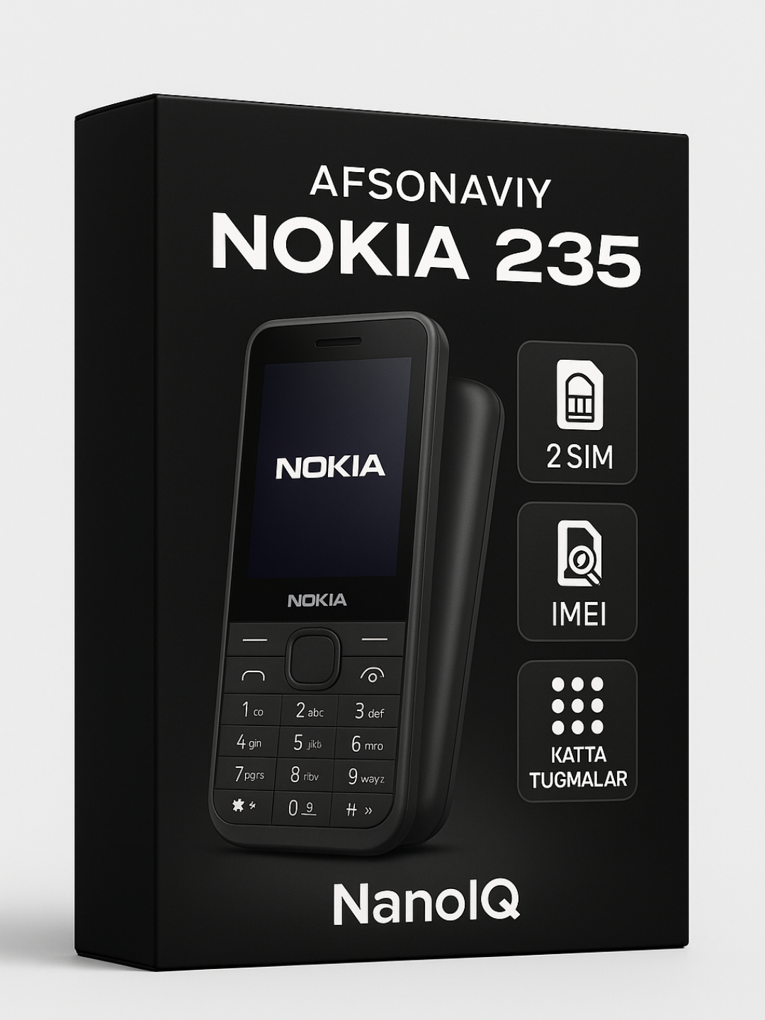 Nokia 235 telefoni Afsona, 2 SIM, tugmali, ishonchli, kuchli batareya ...