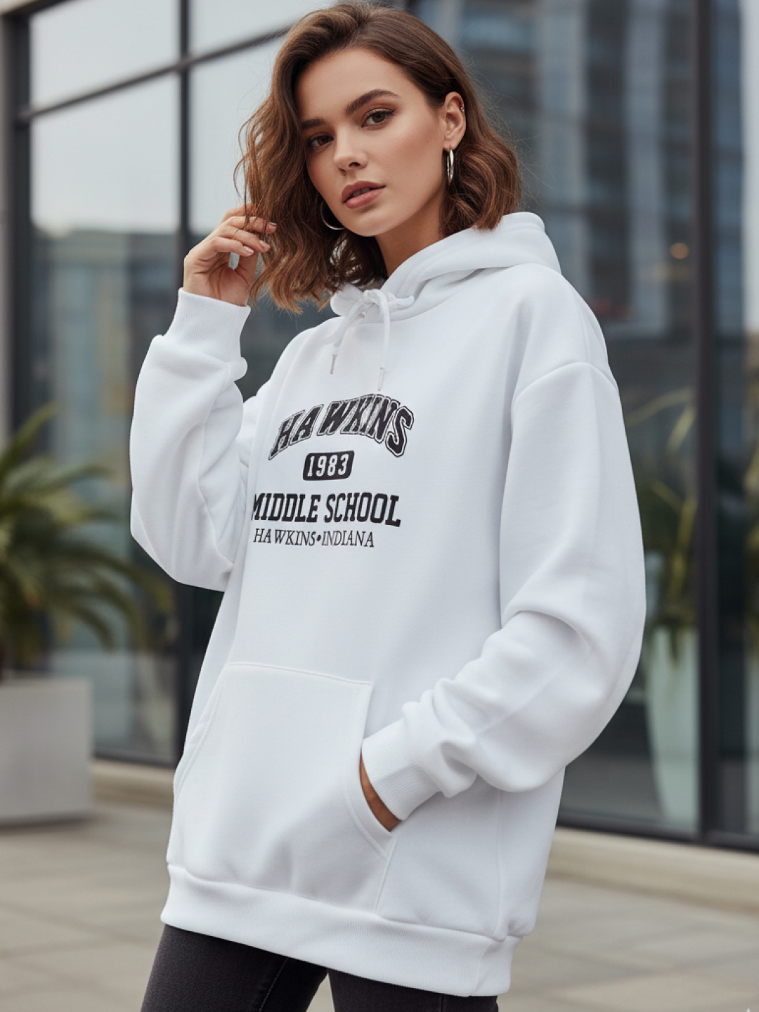 Женское худи, оверсайз, с капюшоном,стильная теплая толстовка на осень ...