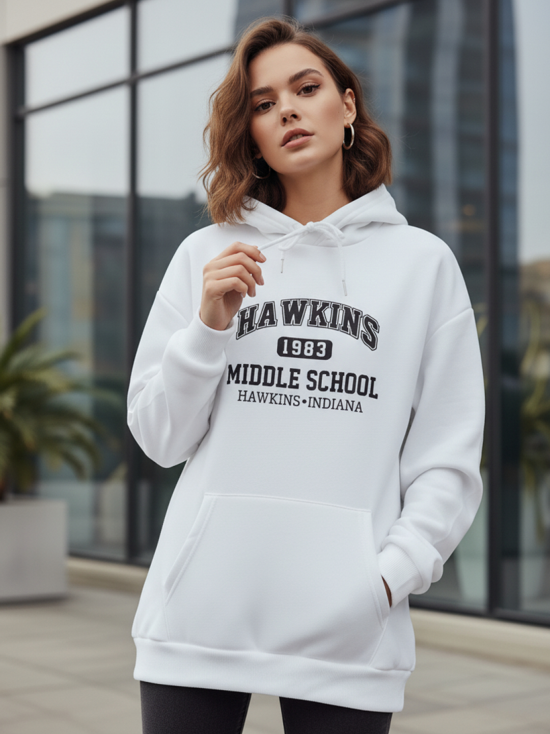 Женское худи, оверсайз, с капюшоном,стильная теплая толстовка на осень ...