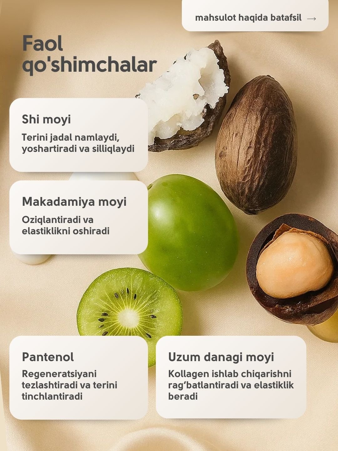 Zeitun Tanaga mo‘ljallangan oziqlantiruvchi krem, shi va makadamiya yog‘lari bilan, 250 ml 98000 ...