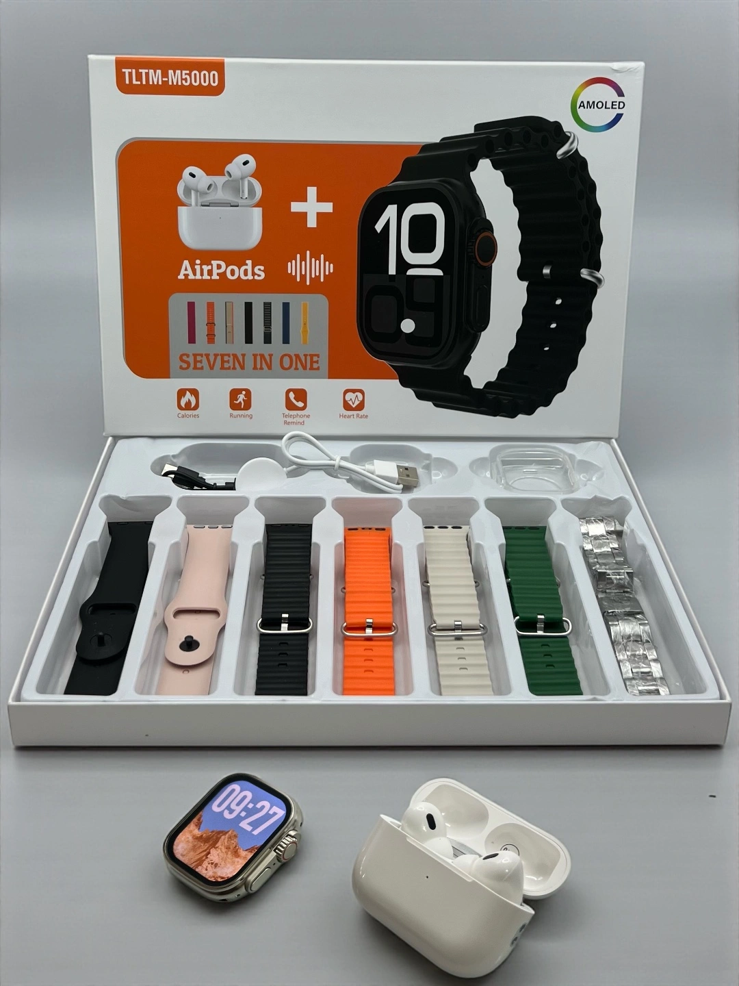 Smart Watch Ultra va Pods pro quloqchini, 8 ta tasma bilan, nabor 10 ...