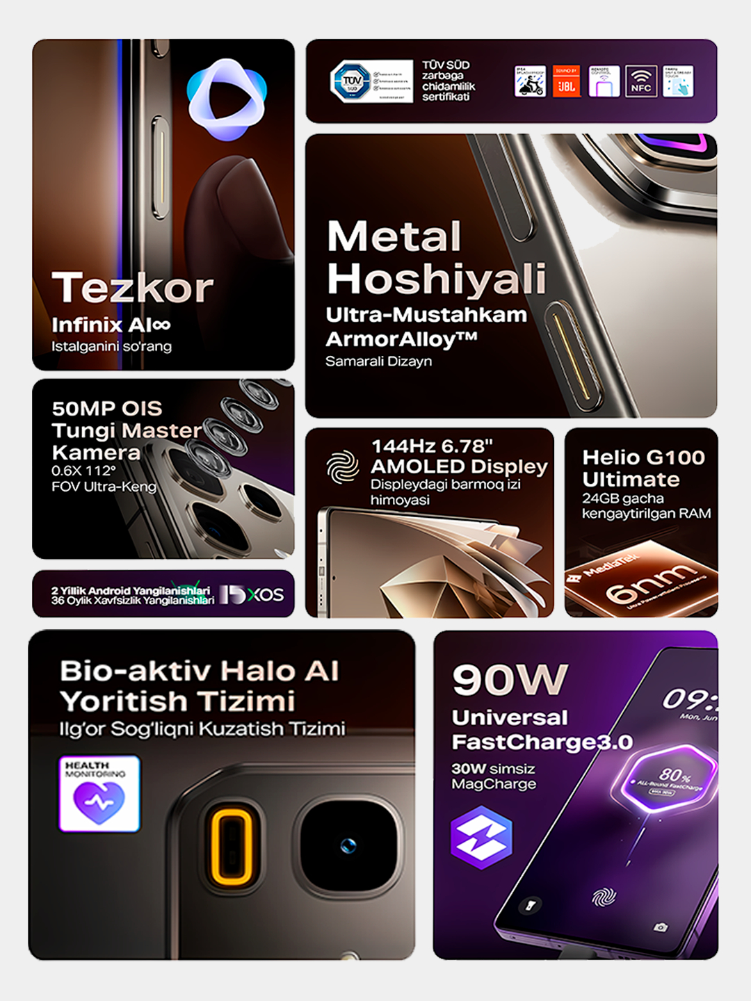 Смартфон Infinix Note 50 Pro, 12+12/256 ГБ за 3399000 сум со скидкой 51 ...