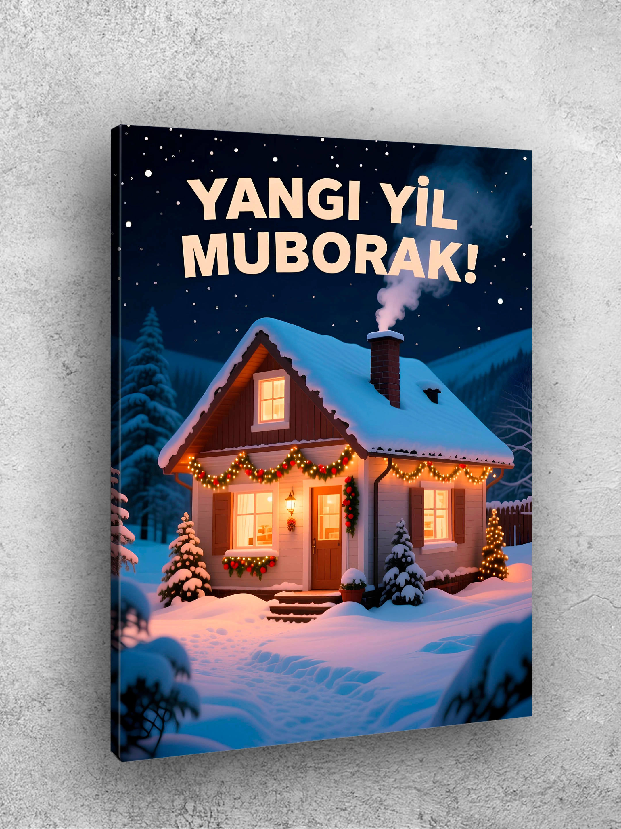 ARTERY "Yangi yil" devoridagi interyer rasmi, kanvasdagi bosma, ramka ...