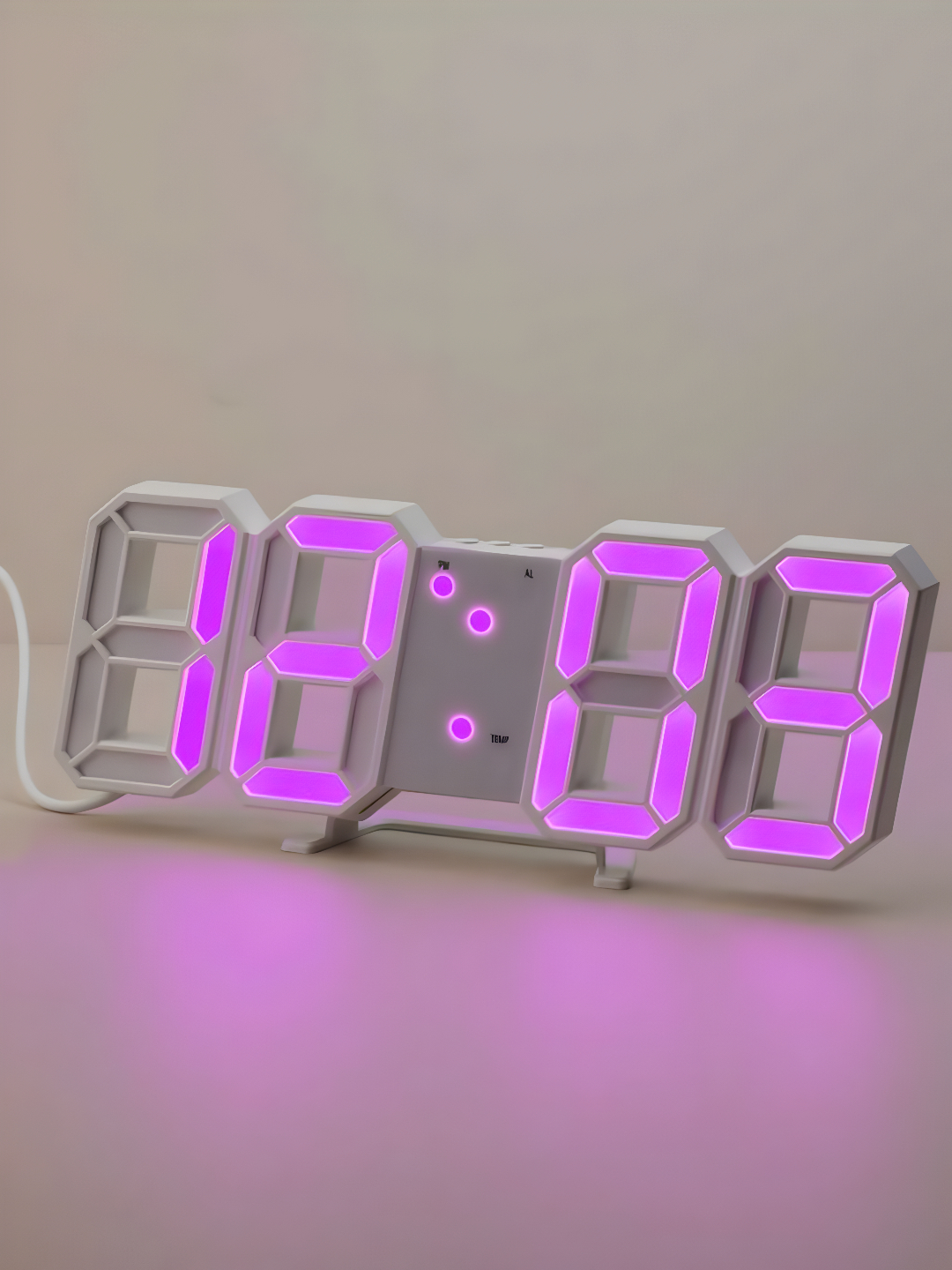 LED raqamli stol soati — budilnik, harorat ko‘rsatkichi va ko‘k ...