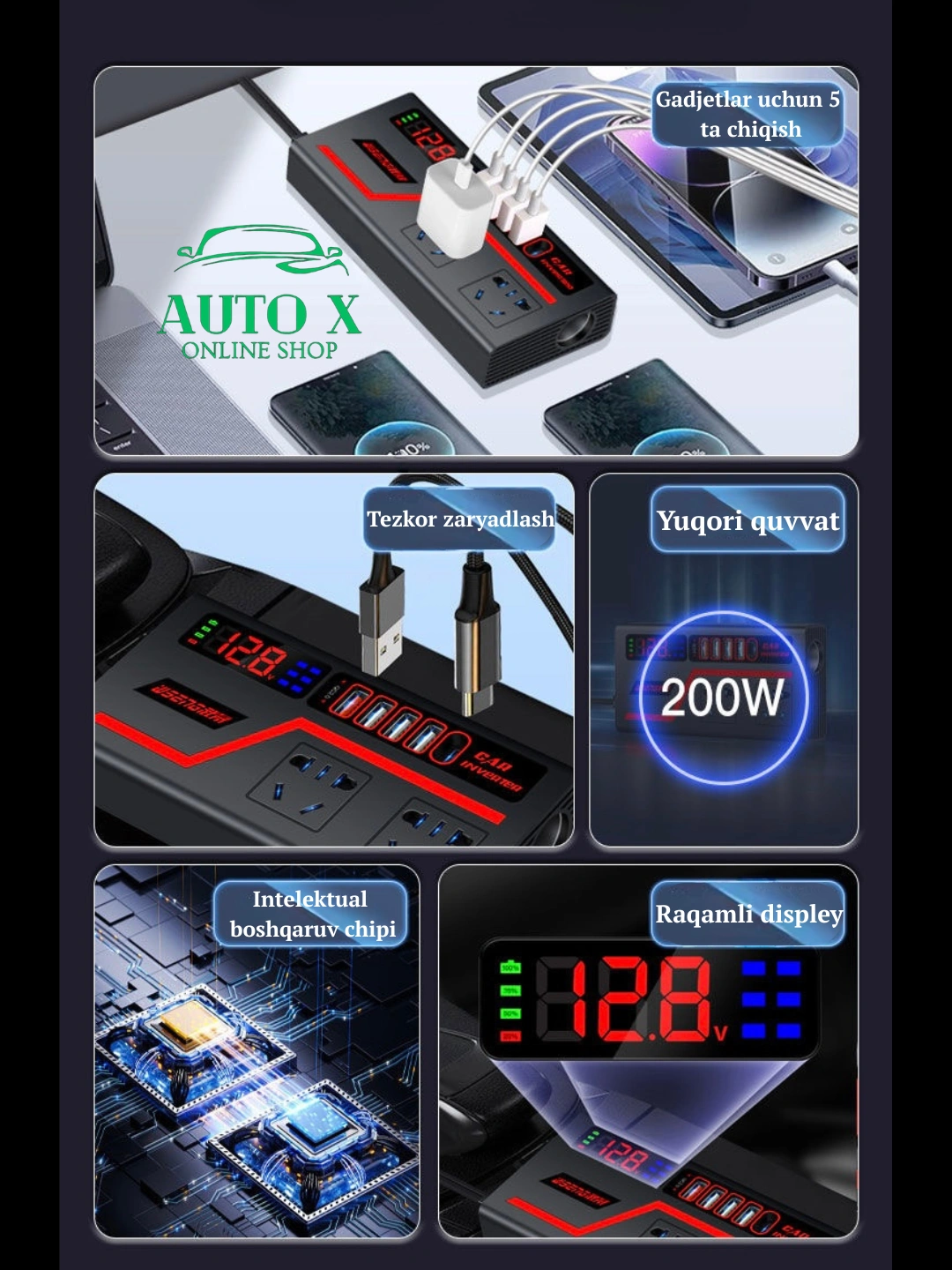 Автомобильный инвертор 12V/24V → 220V— легковых и грузовых автомобилей ...