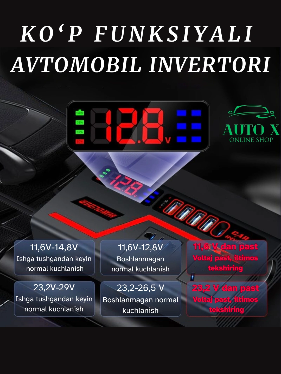 Автомобильный инвертор 12V/24V → 220V— легковых и грузовых автомобилей ...