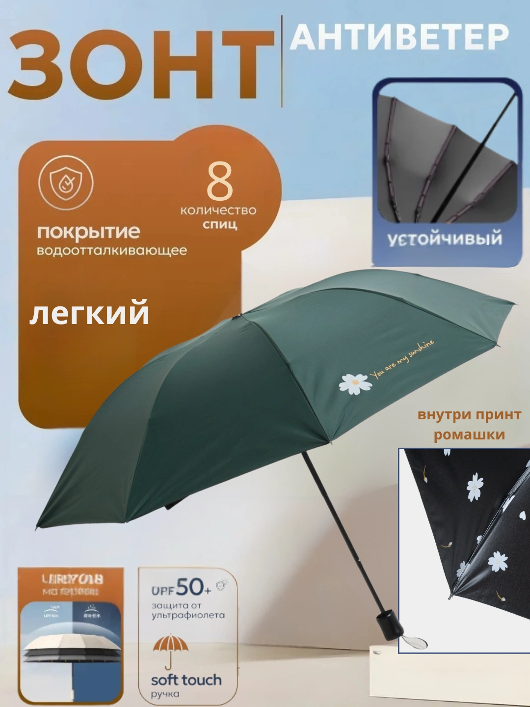 Yomgirdan zontik, original dizaynli qulay chехol bilan 99000 so'mga 51% ...