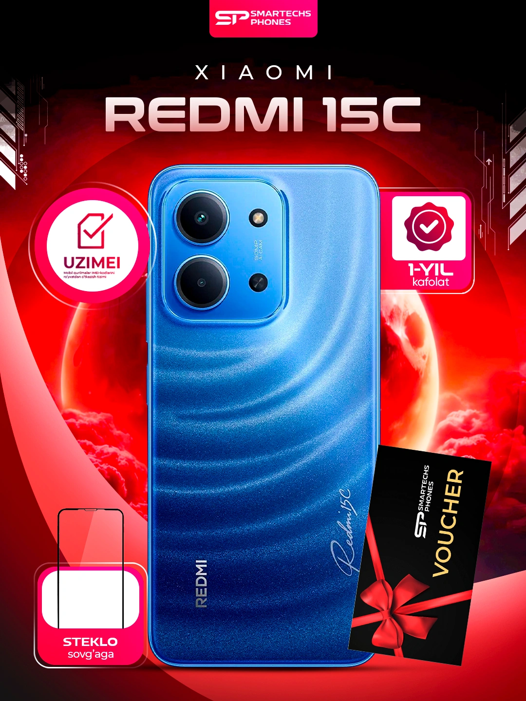 Xiaomi Redmi 15C smartfon, 6.9" IPS 120 Gts, 50 Mp, 6000 mA·soat, 33 Vt ...
