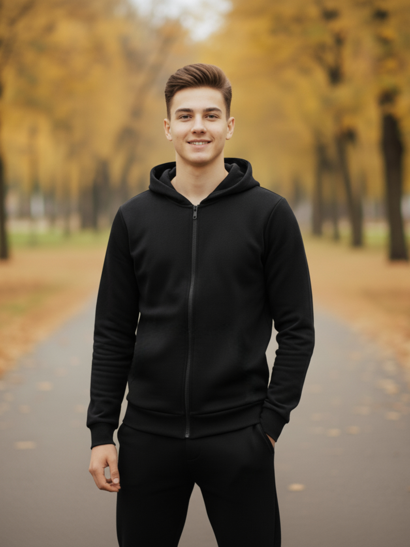 Yoshlar uchun molniyali kostyum universal qora rang 194400 so'mga 81% ...